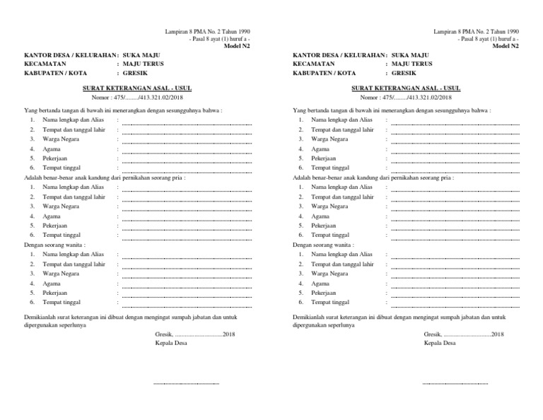 Contoh Surat Model N2 Nikah | PDF