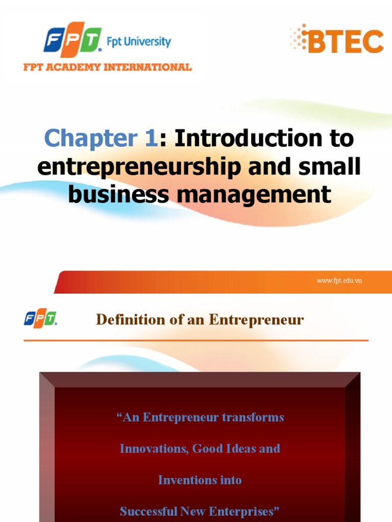 Chapter 1 - Introduction To Entrepreneurship | PDF | Entrepreneurship ...