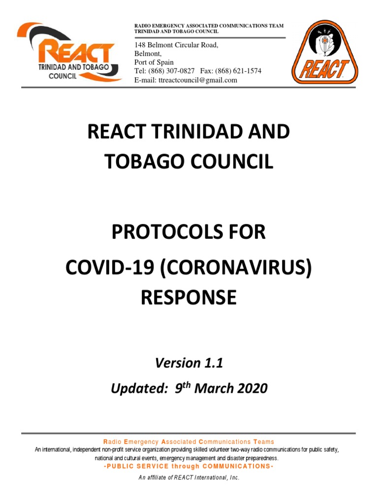 React TT Council Protocols For Covid-19 Coronavirus Response v1 | PDF ...