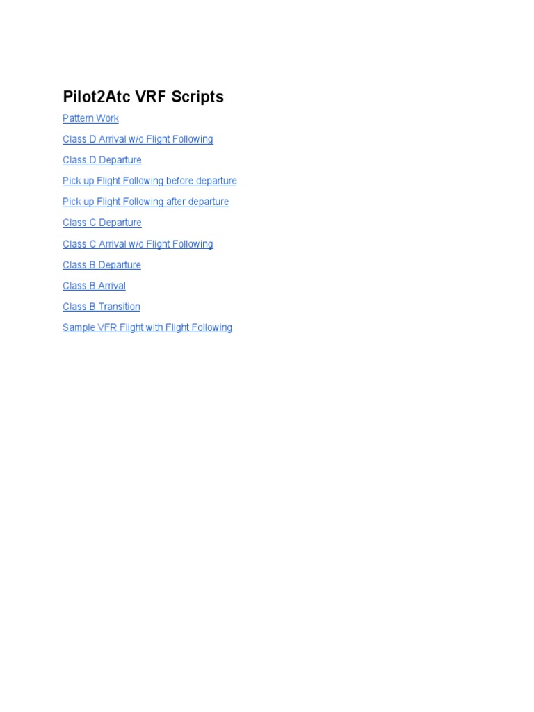 Pilot2ATC VFR Scripts | PDF | Air Traffic Control | Transponder ...