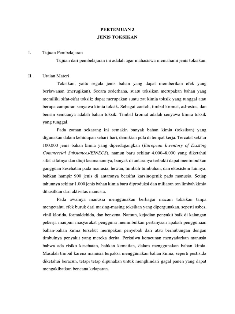 Pertemuan 3 - Jenis Toksikan | PDF