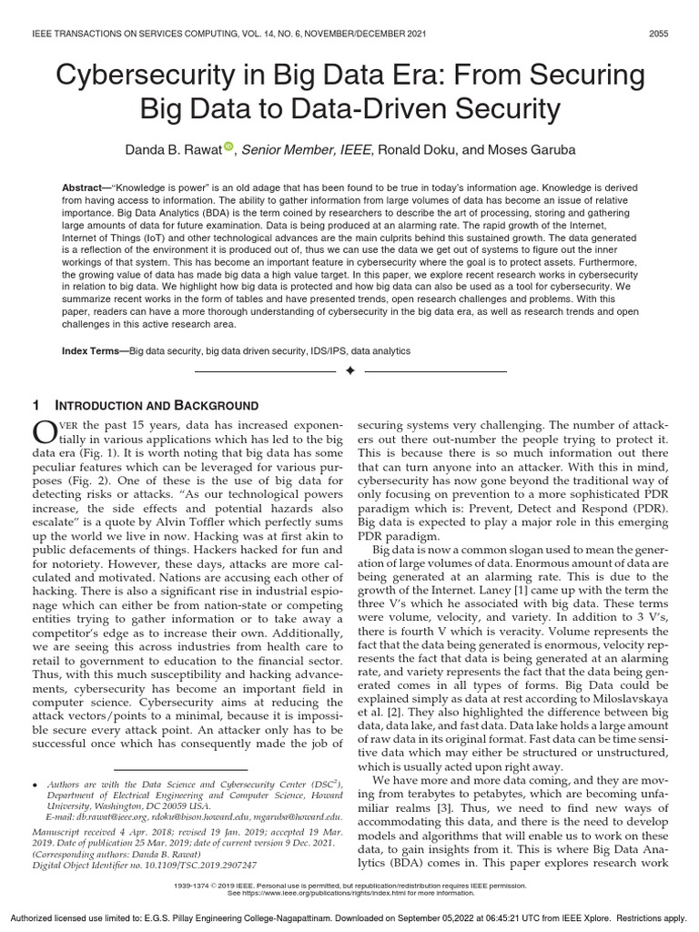 Cybersecurity in Big Data Era From Securing Big Data To Data-Driven Security | PDF | Big Data ...