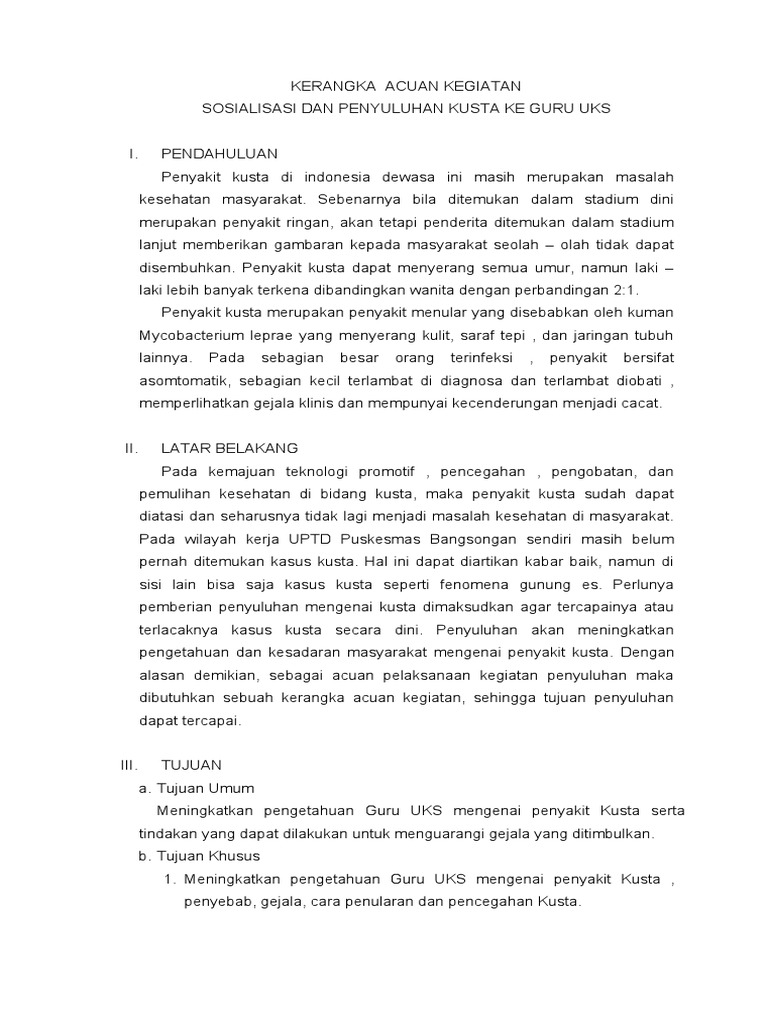 Kak Penyuluhan Kusta Pada Guru Uks | PDF