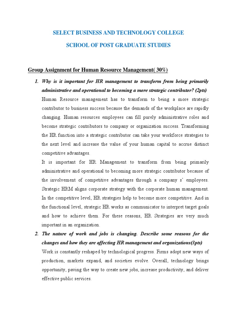 Group Assignment. HRM Aklilu | PDF | Human Resources | Human Resource Management