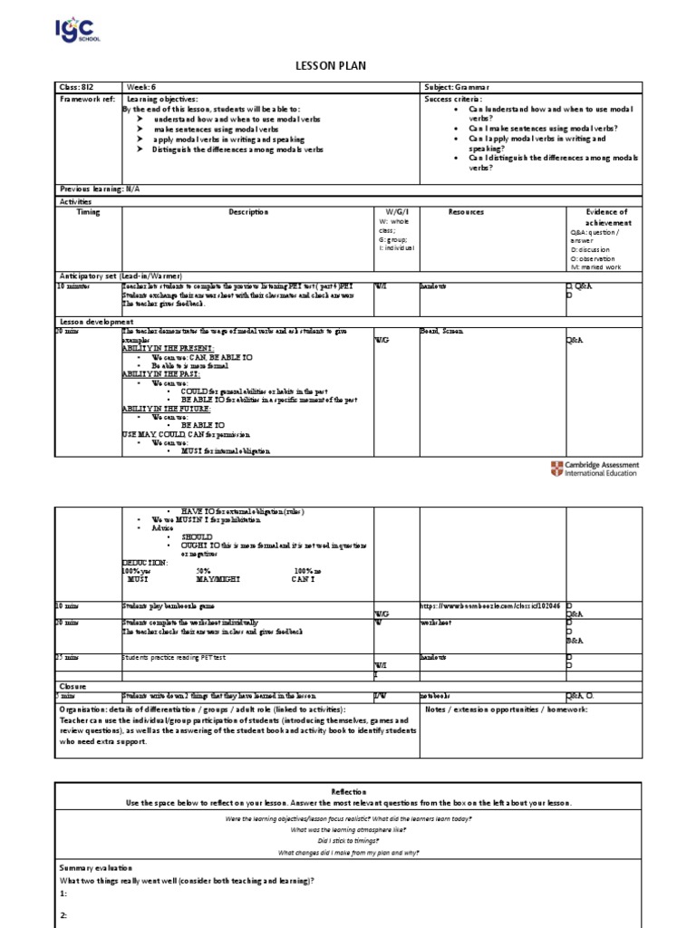 Modal Verbs + Practice PET Test | PDF | Verb | Teachers