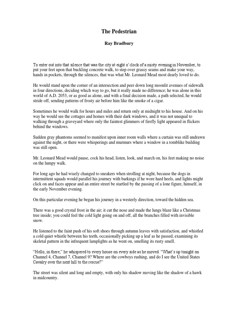 11 The Pedestrian Bradbury Pdf