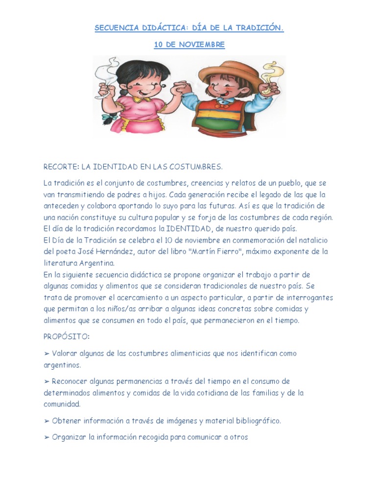 Secuencia Día de La Tradición (Quinto Grado) | PDF