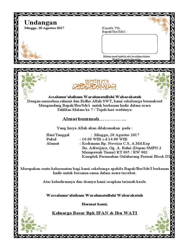 UNDANGAN Koro Malam 7 | PDF