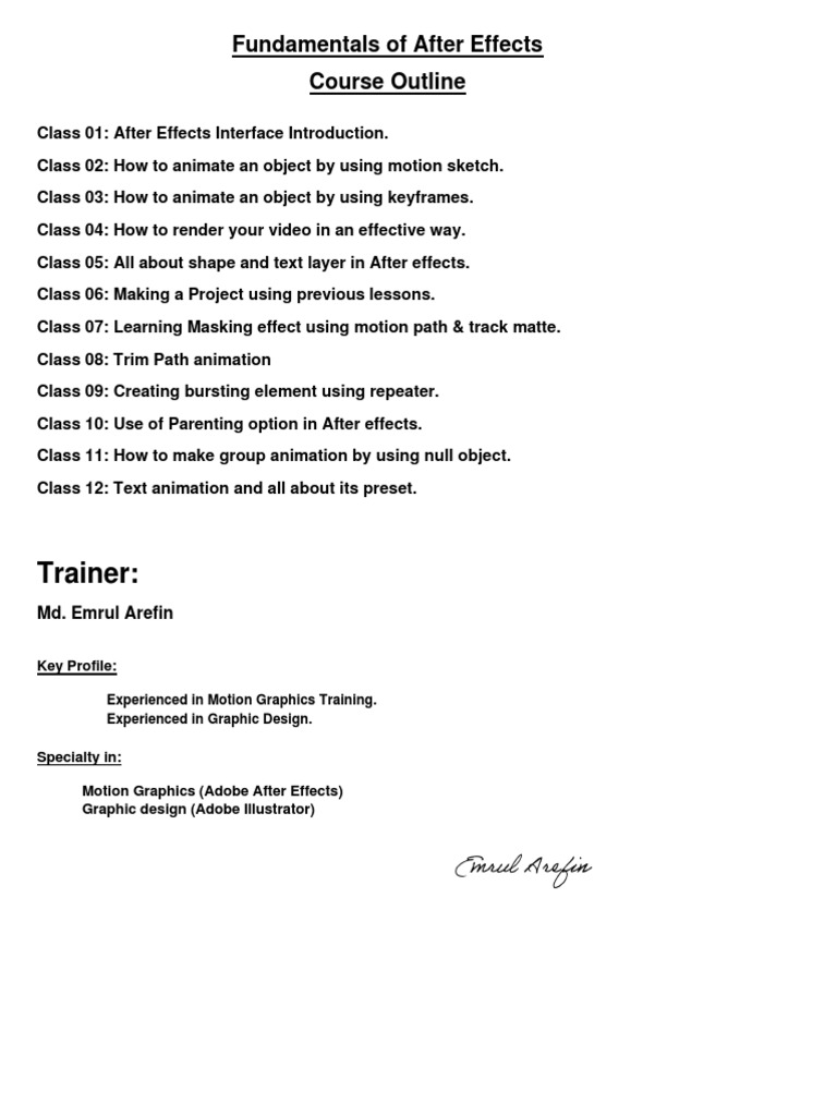 After Effects - Course - Outline | PDF