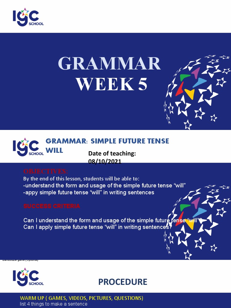 Week 5 - Simple Future Will | PDF | Question | Grammatical Tense