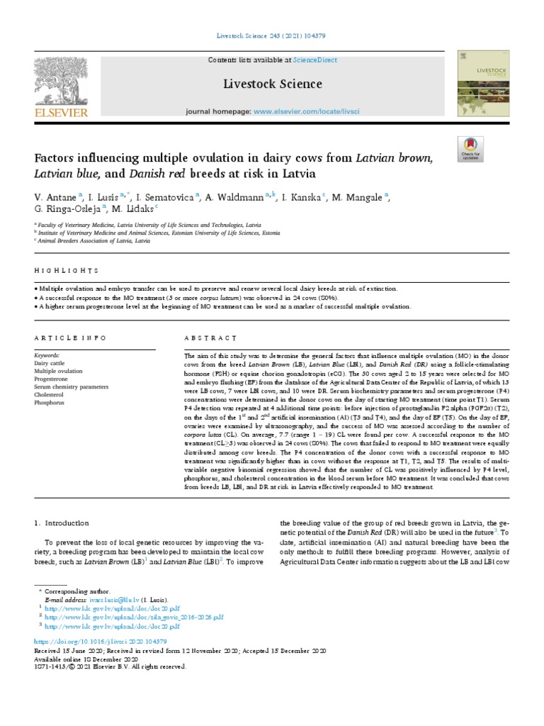 MOET Paper..V.Antane | PDF | Cattle | Dairy Cattle