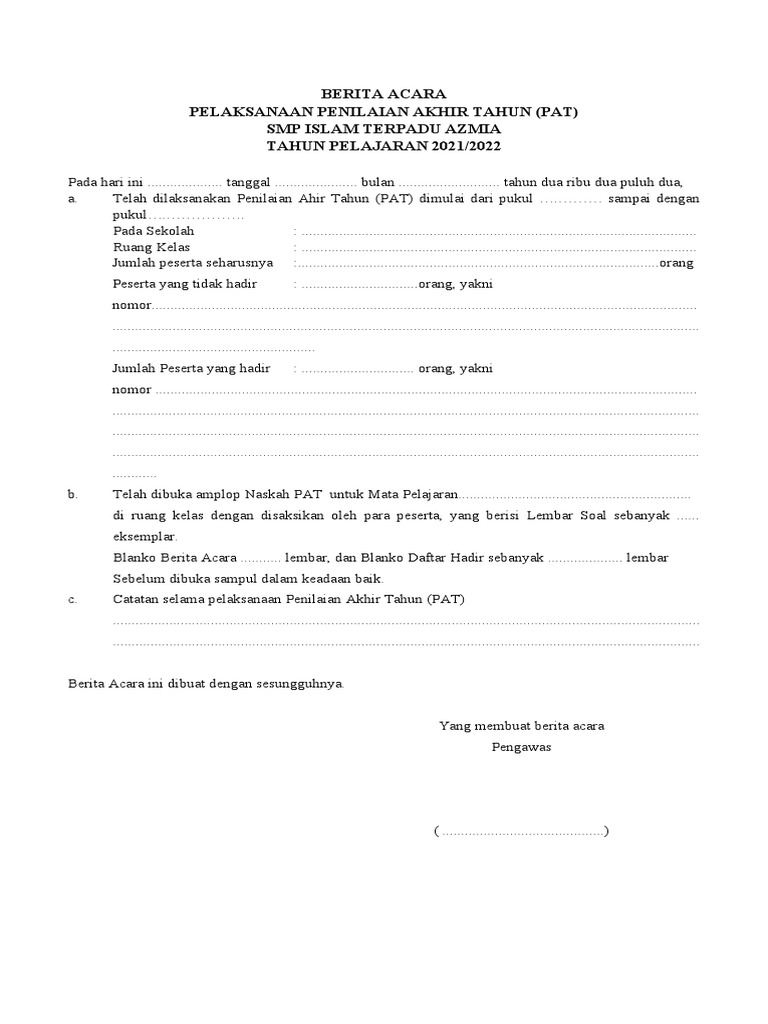 Berita Acara. Pat | PDF