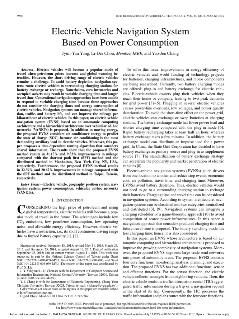 Electric-Vehicle Navigation System Based On Power Consumption | PDF ...
