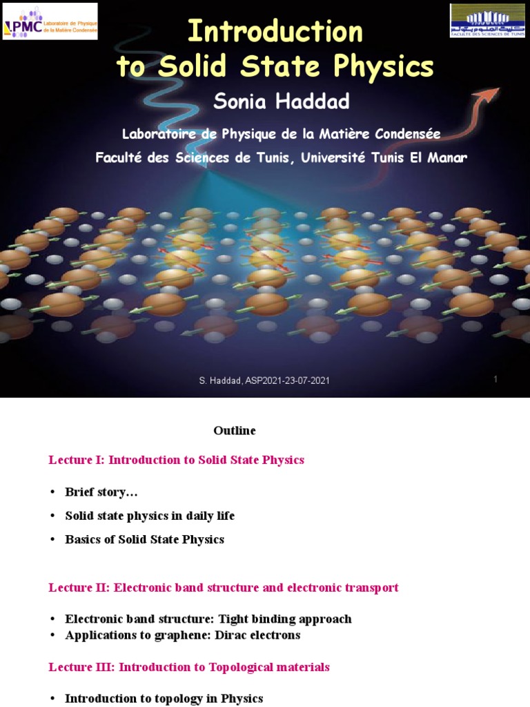 Materials Physics-ASP21-23-07-21-lecture I | PDF | Solid State Physics | Chemical Bond