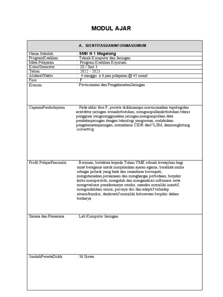 Modul 1 TKJ Klas XI | PDF