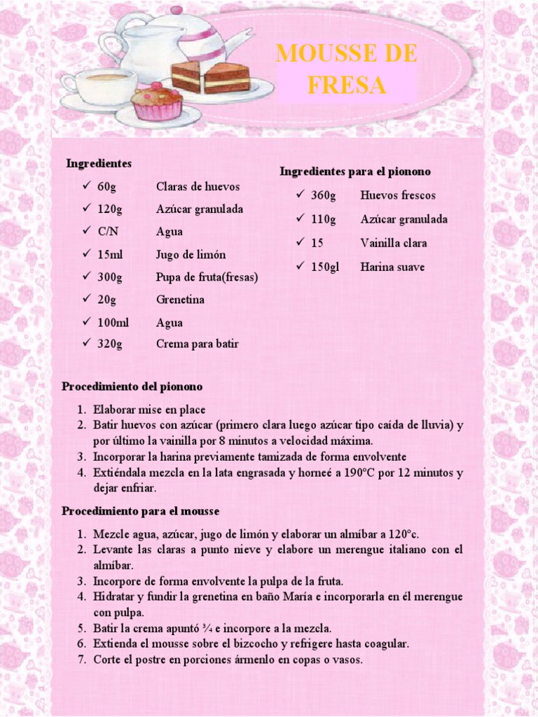 Recetario - Pastelerìa | PDF | Postres | Crema