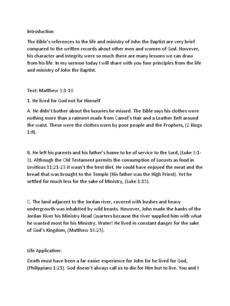 The Life of John The Baptist | PDF | Gospel Of John | Jesus