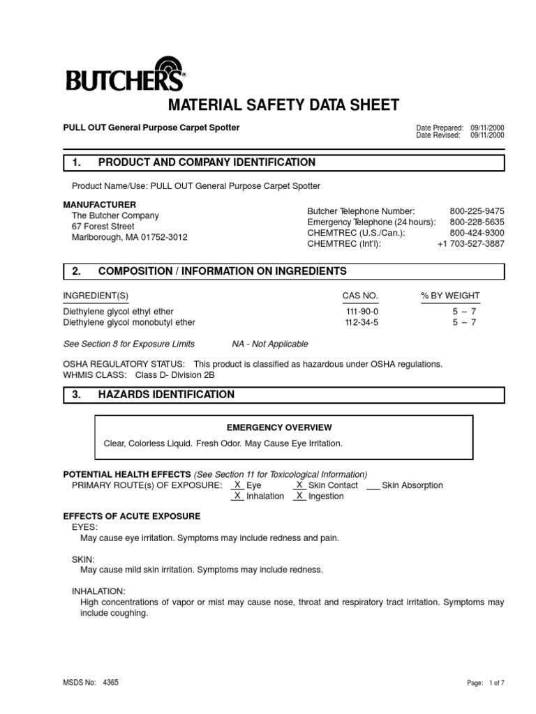 MSDS Pull Out | PDF | Superfund | Water