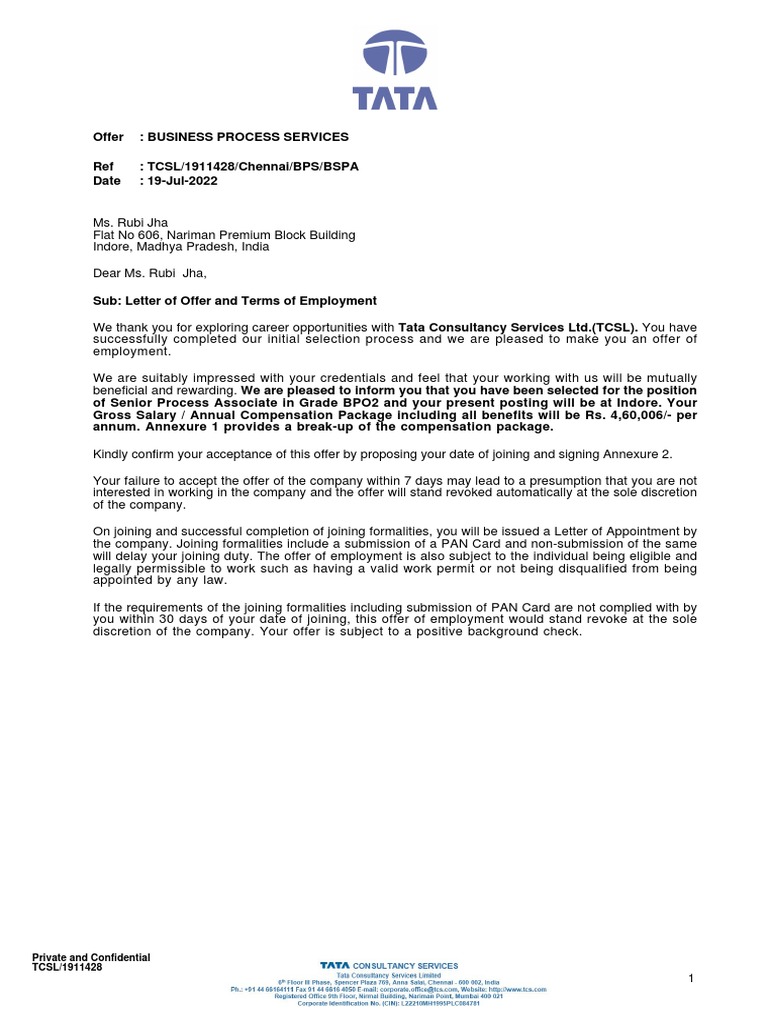 Offer Letter | PDF | Insurance | Information Security