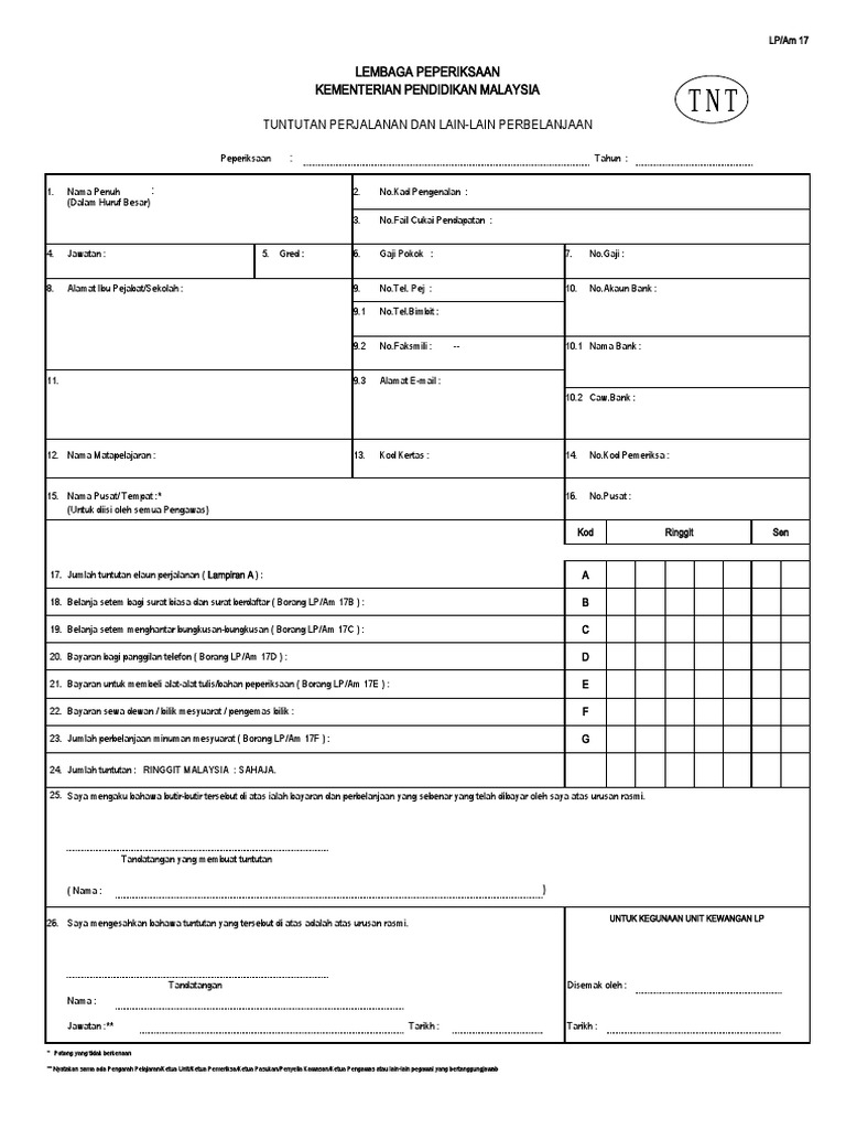 Borang TNT Excel | PDF