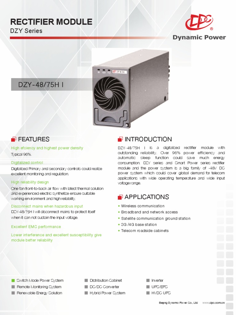 DZY - 48 - 75HI Rectifier - 4KW | PDF | Rectifier | Mains Electricity