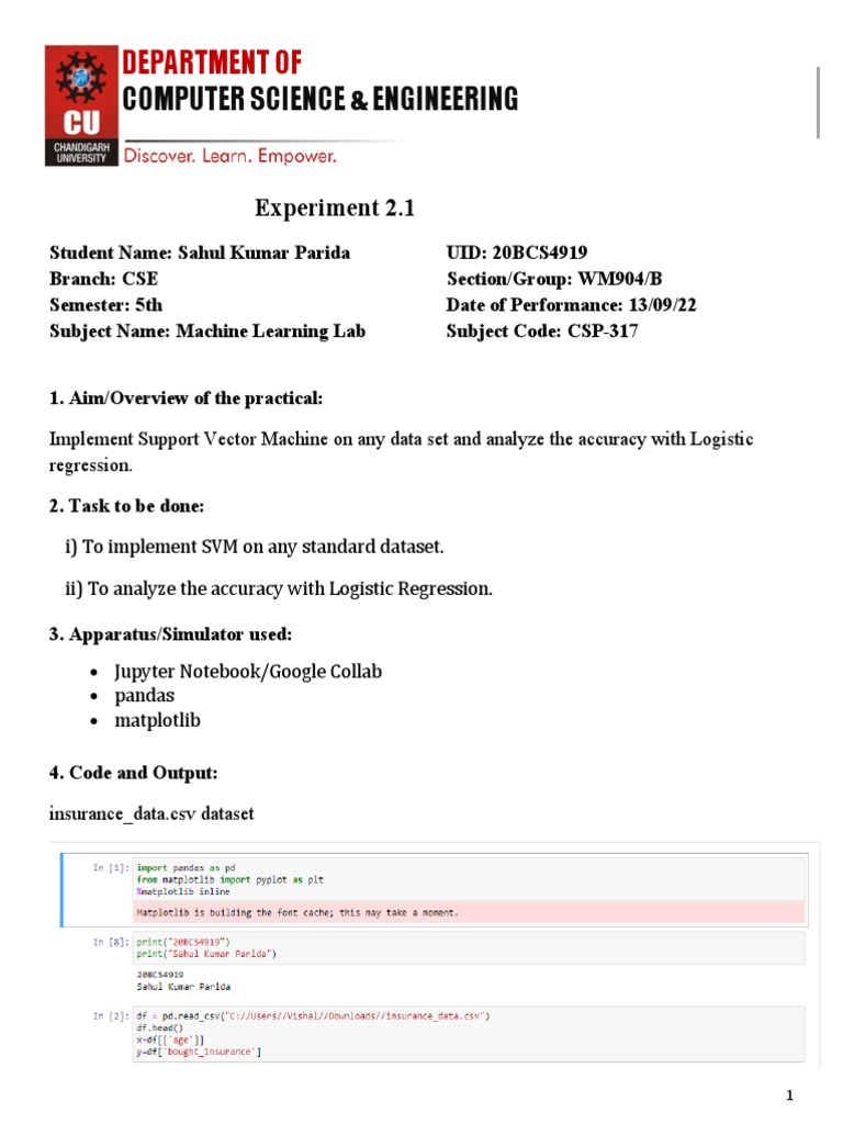 ML Lab Exp 2.1 - SAHUL | PDF