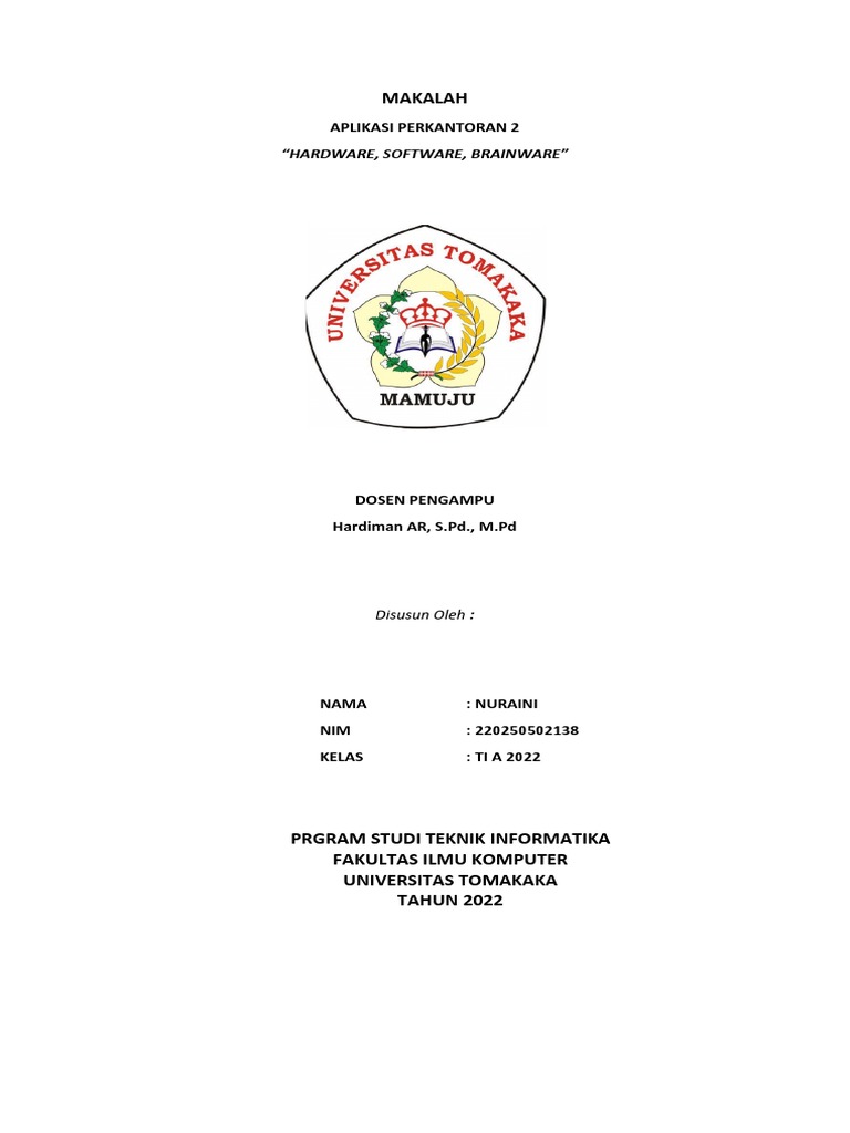 Makalah Hardware, Software & Brainware | PDF