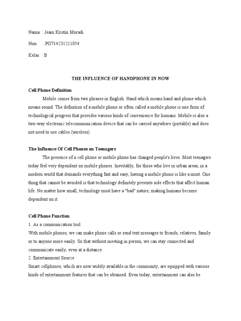 Artikel Pengaruh HandPhone Di Masa Kini - Bhs - Inggrisdocx-1 | PDF ...