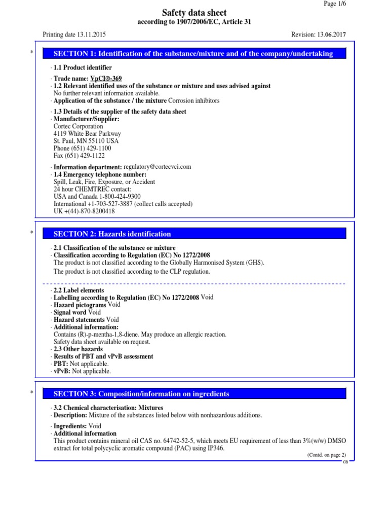 Msds Vpcl-369 Msds | PDF | Chemistry | Physical Sciences