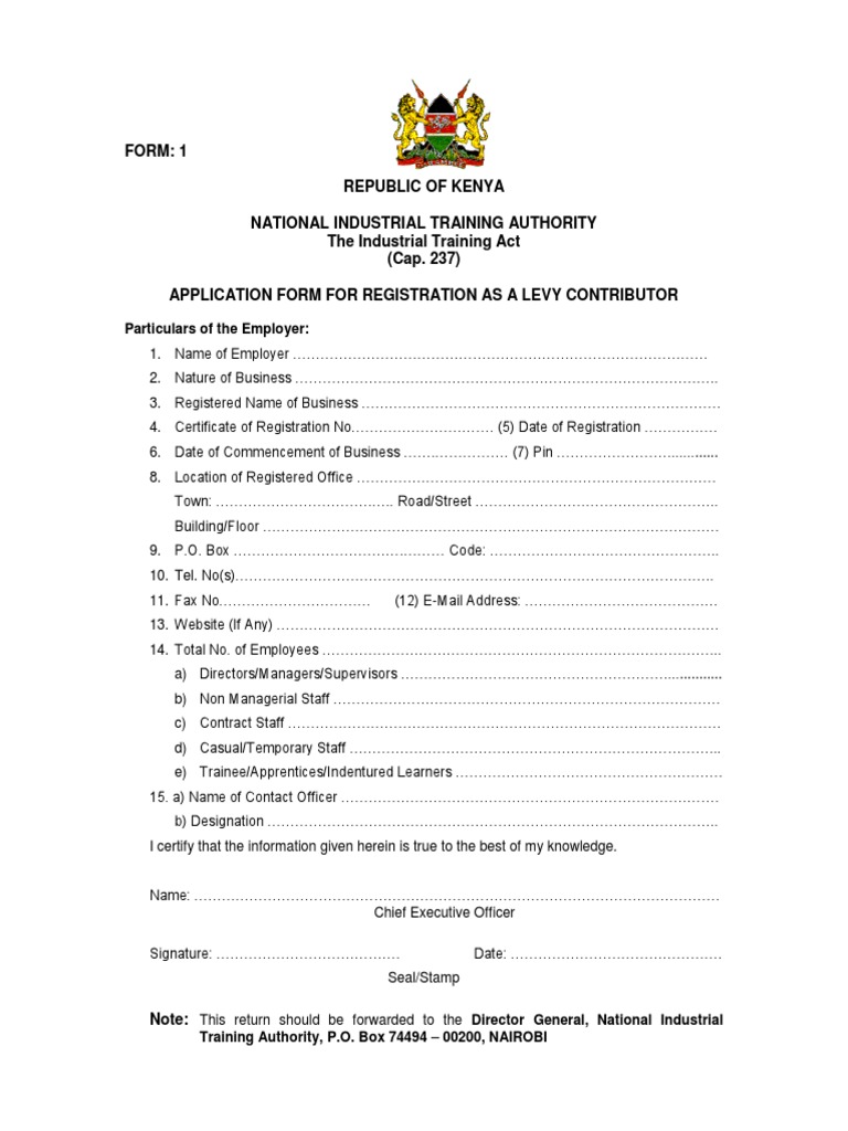 NITA Application - Form 1 | PDF