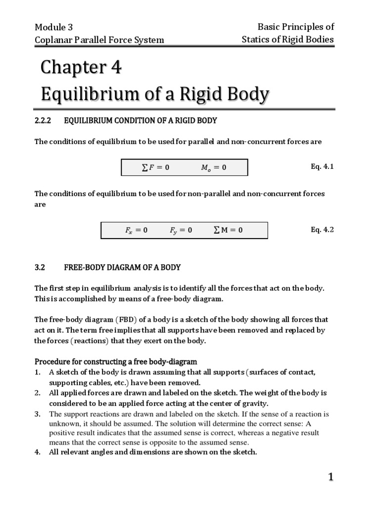 Chapter 4 Equilibrium of A Rigid Body | PDF | Force | Physics