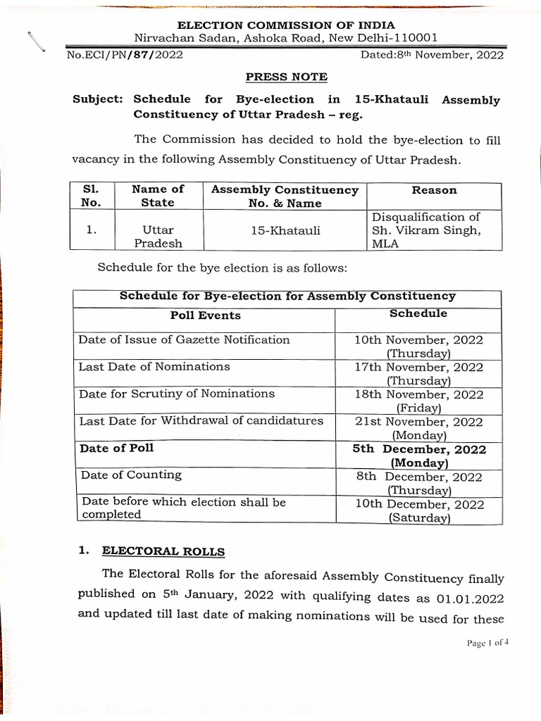 PN For 15-Khatauli AC of UP | PDF