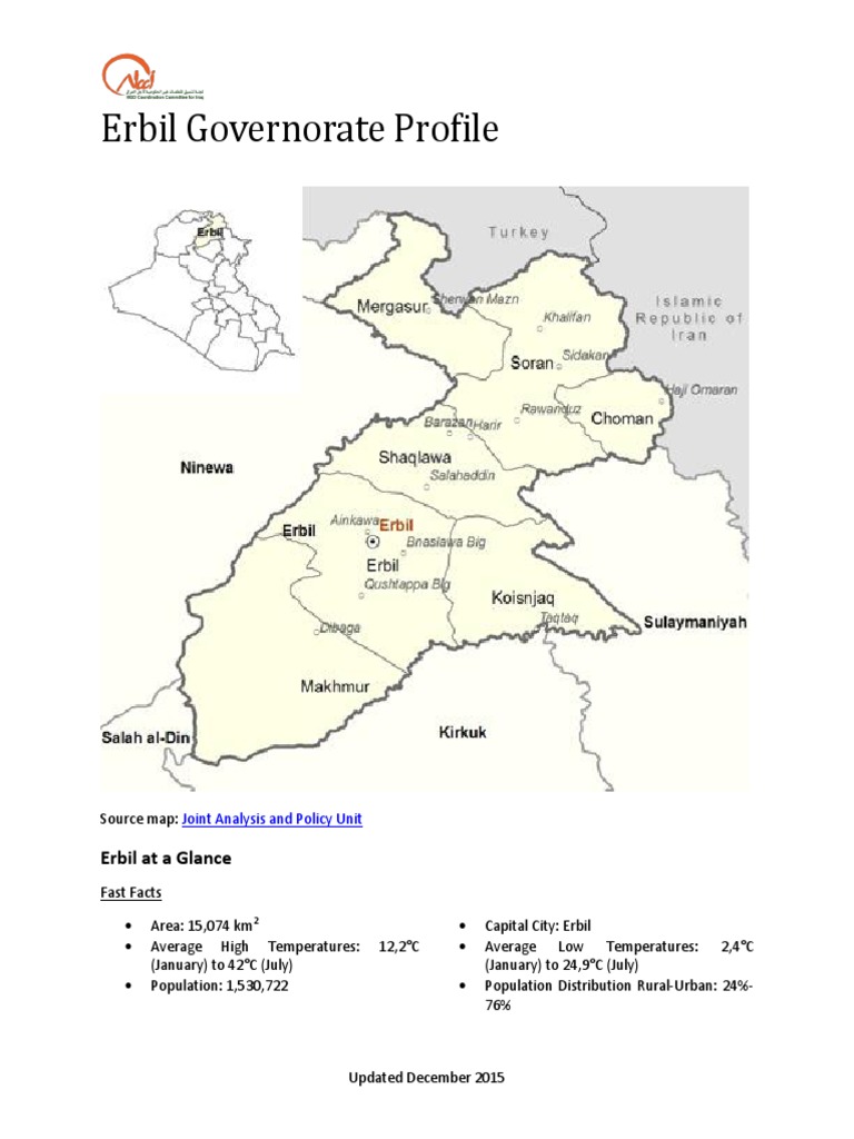 NCCI Erbil Governorate Profile | PDF | Iraqi Kurdistan | World Politics