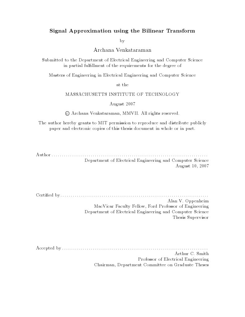 Signal Approximation Using The Bilinear Transform | PDF | Analysis ...