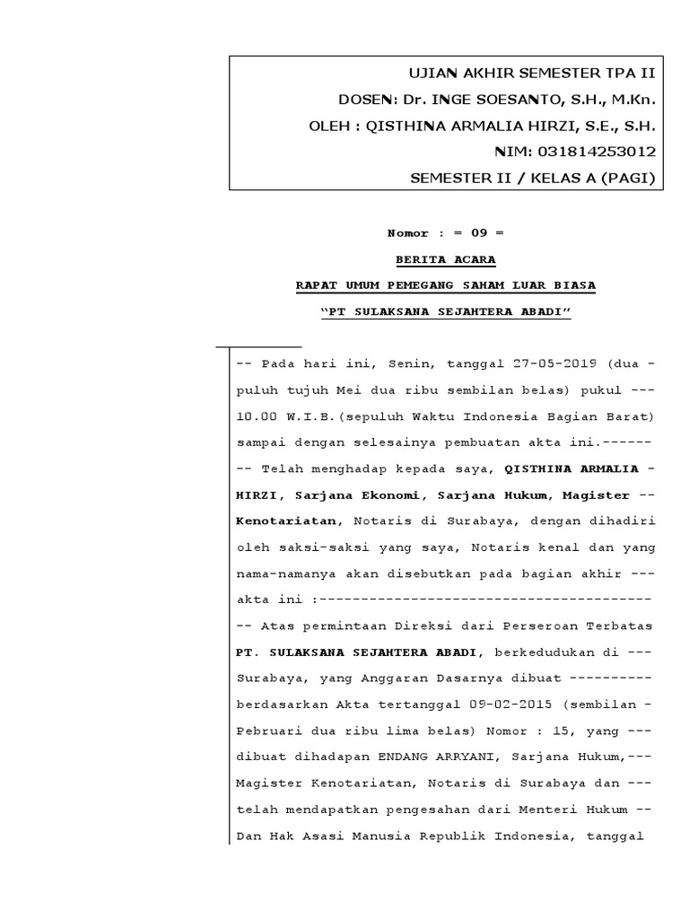 Berita Acara Rups LB | PDF