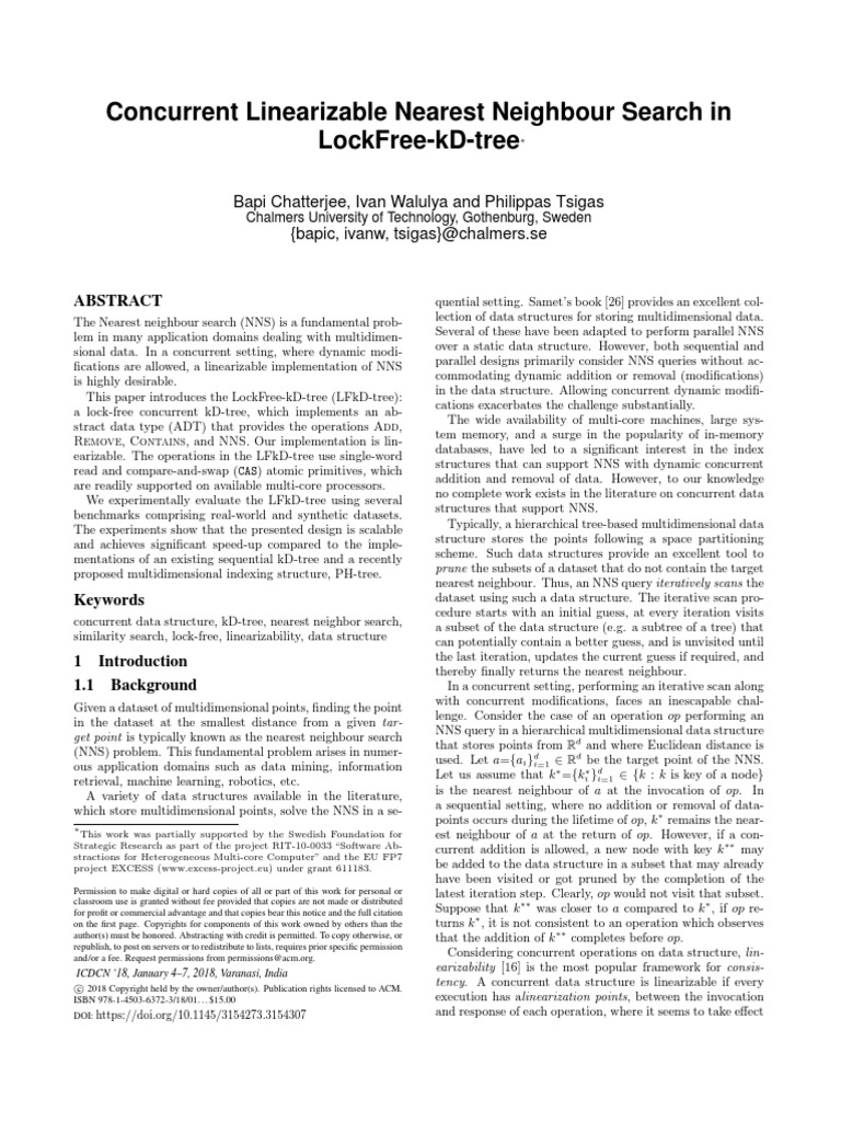 Concurrent Linearizable Nearest Neighbour Search in Lockfree-Kd-Tree ...
