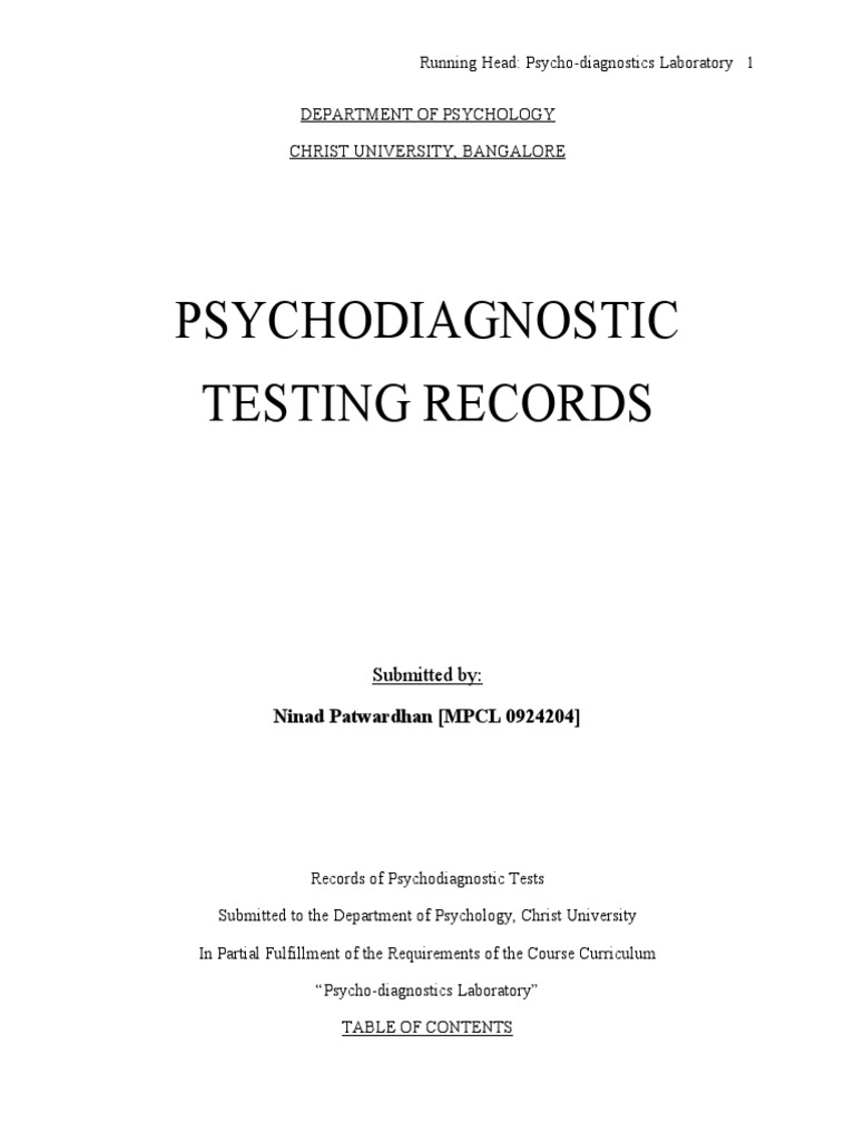 Psychodiagnostics Lab Records | PDF | Thought | Cognition