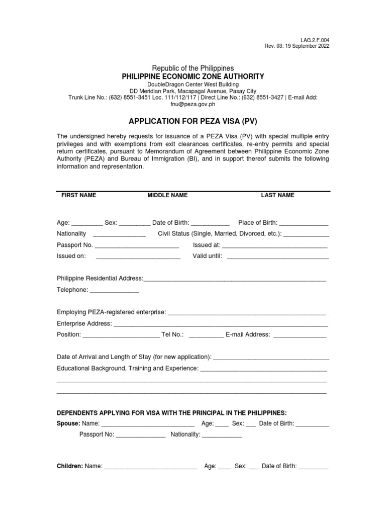 PEZA Visa Application Guidelines | PDF | Travel Visa | Affidavit