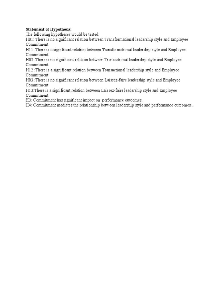 Statement of Hypothesis | PDF | Career & Growth