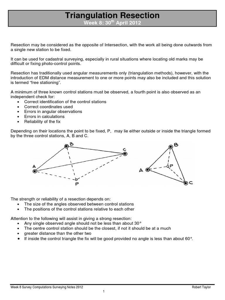 Triangulation Resection 2011 | PDF | Surveying | Circle