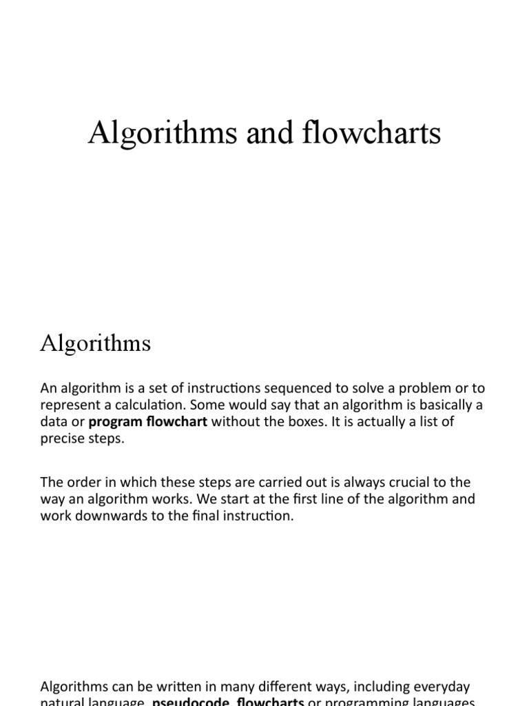 Algorithms and Flowcharts | PDF | Algorithms | Control Flow Algorithms and Flowcharts | PDF | Algorithms | Control Flow