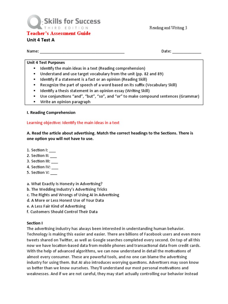 Q3e RW3 U04A Teacher | PDF | Advertising | Communication