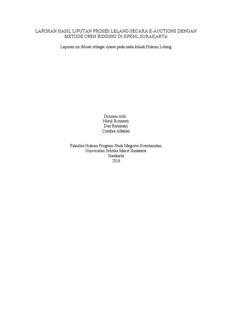 Laporan Hasil Liputan Proses Lelang Secara e | PDF