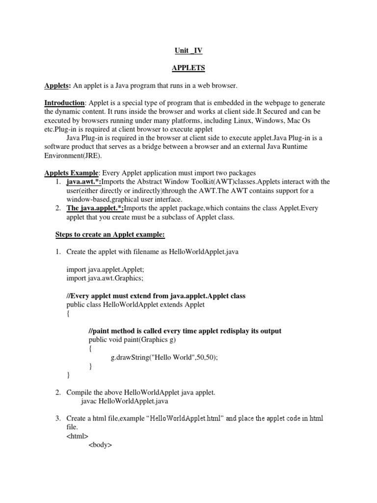 Applet | PDF | Java (Programming Language) | Computing Platforms Applet | PDF | Java (Programming Language) | Computing Platforms