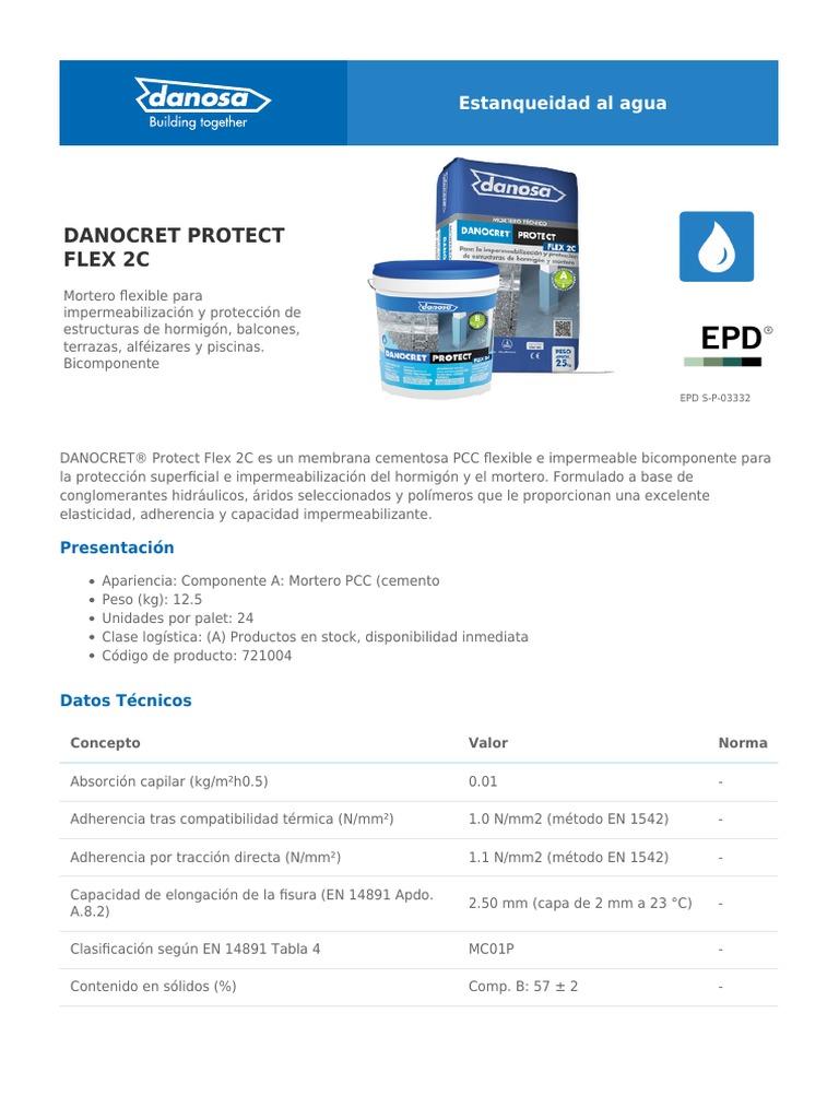 Danosa - DANOCRET PROTECT FLEX 2C | PDF | Hormigón | Agua