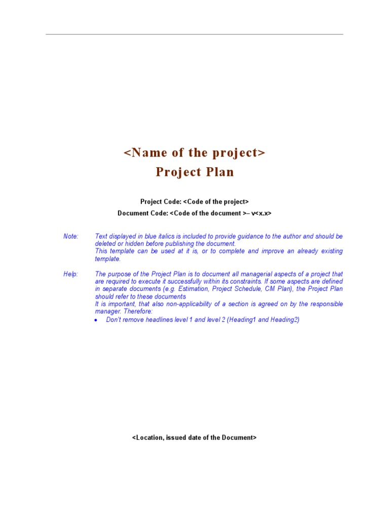 Project Plan Template for Management | PDF | Risk Management | Risk