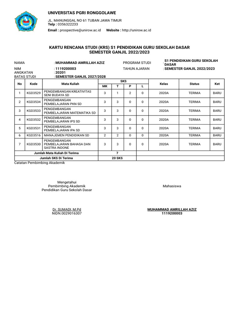 Sia Universitas Pgri Ronggolawe | PDF