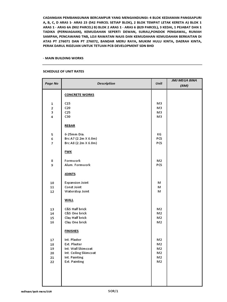 JMJ Mega Bina (RM) Page No Description Unit: Redhuan/ipoh meru/SUR | Download Free PDF | Window ...