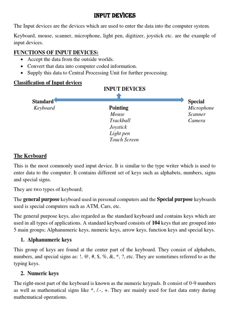 Input Devices | PDF | Computer Keyboard | Touchscreen Input Devices | PDF | Computer Keyboard | Touchscreen