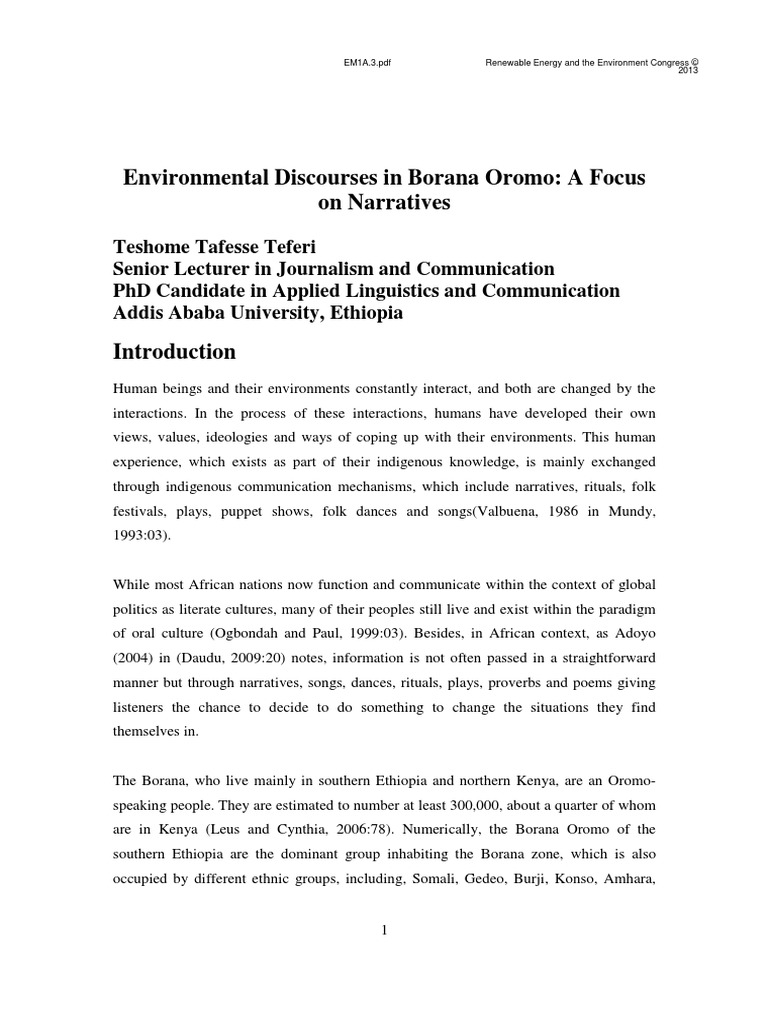 Environment Borena | PDF | Analysis | Narrative